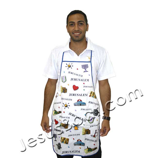 Kitchen Apron. Jerusalem. White. One Size Fits All