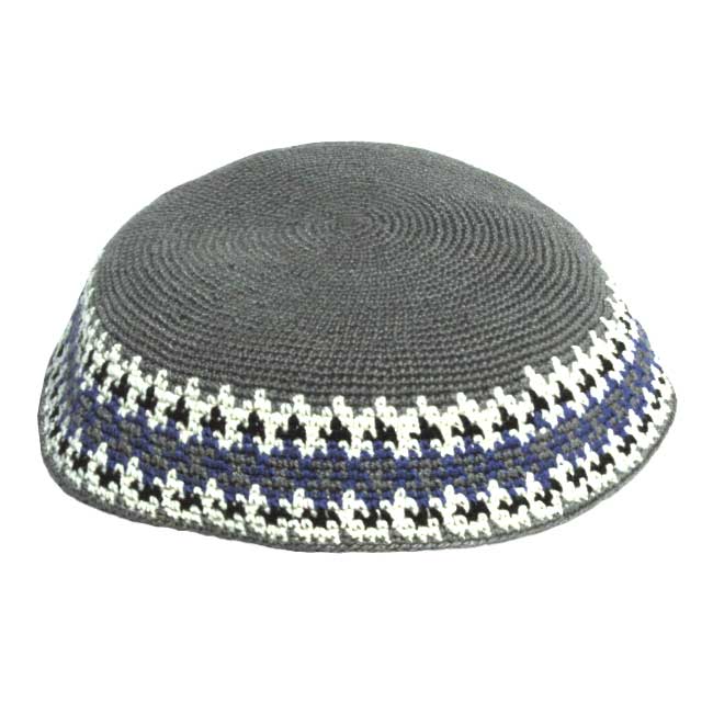 Grey Traditional Knitted Kippah. Hand Made.