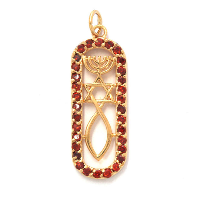 Grafted In Pendant. Gold Filled with Garnets.
