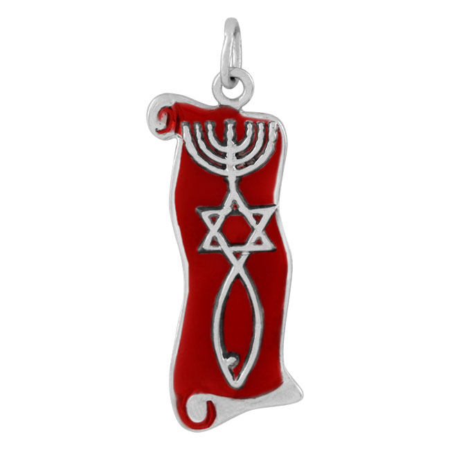 Gold-filled Grafted In Pendant on Red Enamel Scroll
