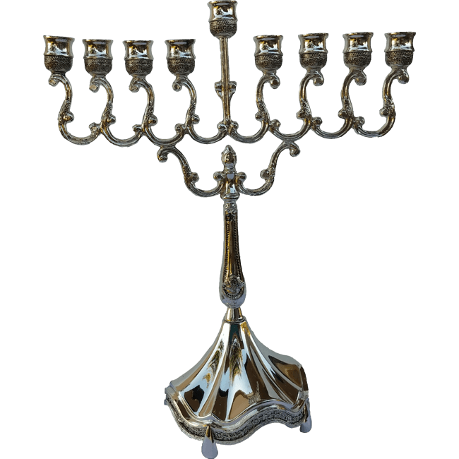 Traditional Silver Plated Hanukkah Menorah