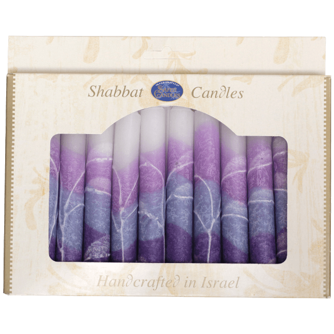Purple Shades Handmade Shabbat Candles, Box of 12