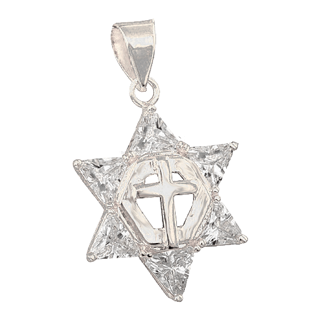 Messianic Star of David Pendant, Gold-filled with Clear Crystals
